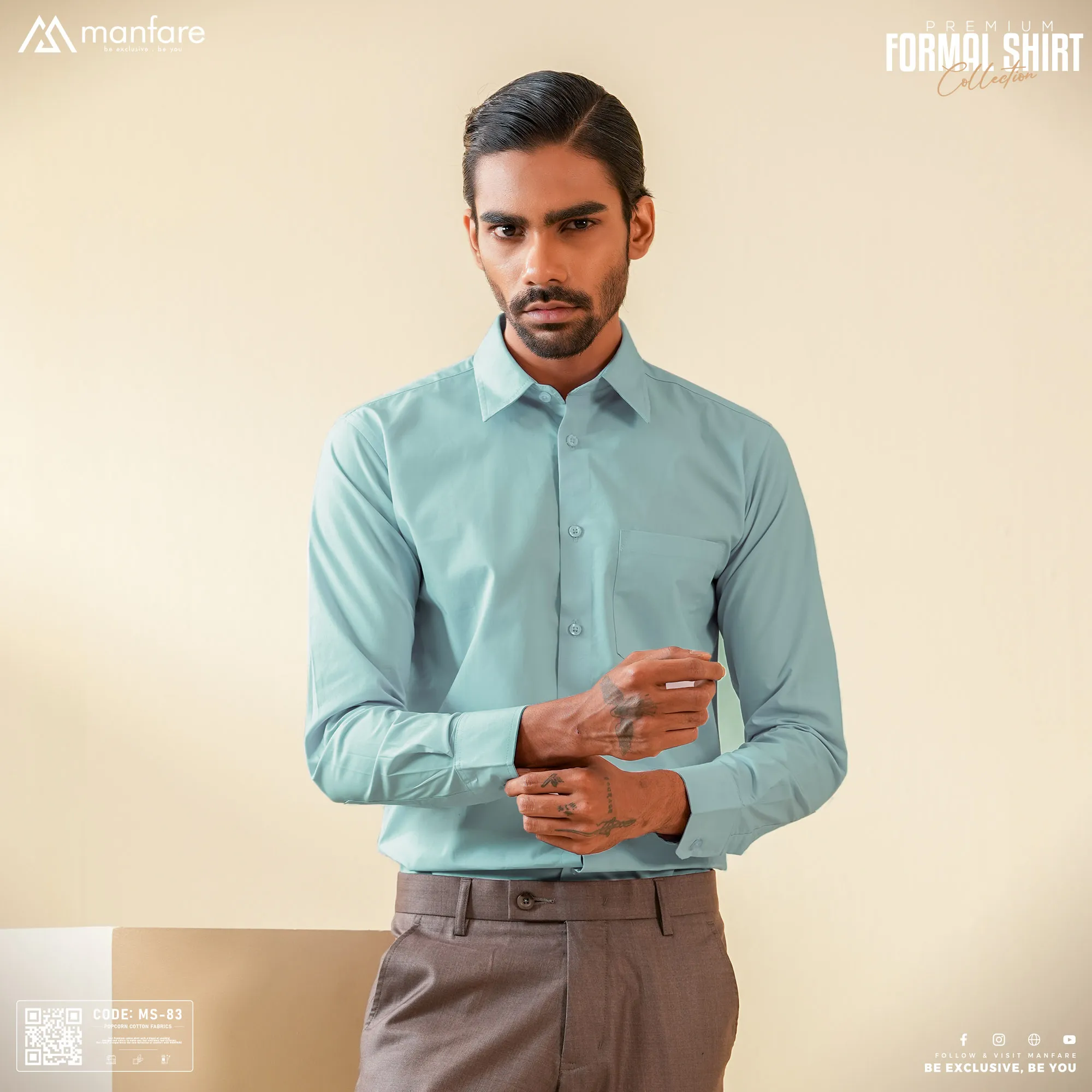 Premium Formal Solid Shirt For Men | Light Teal | MS-83
